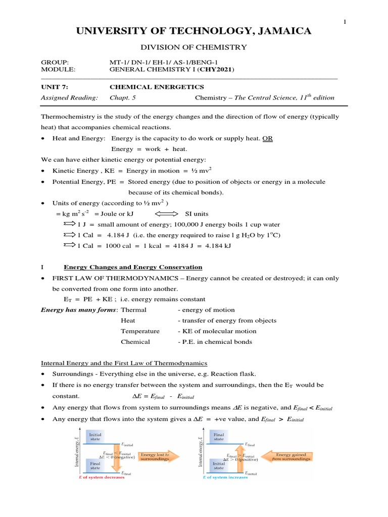 Chemistry Energetics Guide | PDF | Enthalpy | Thermodynamics