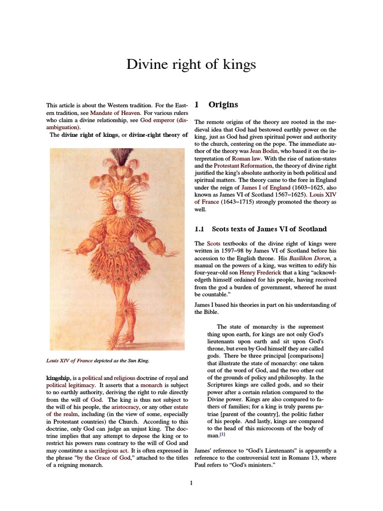 Divine Right of Kings.pdf | Monarchy | Religion And Belief