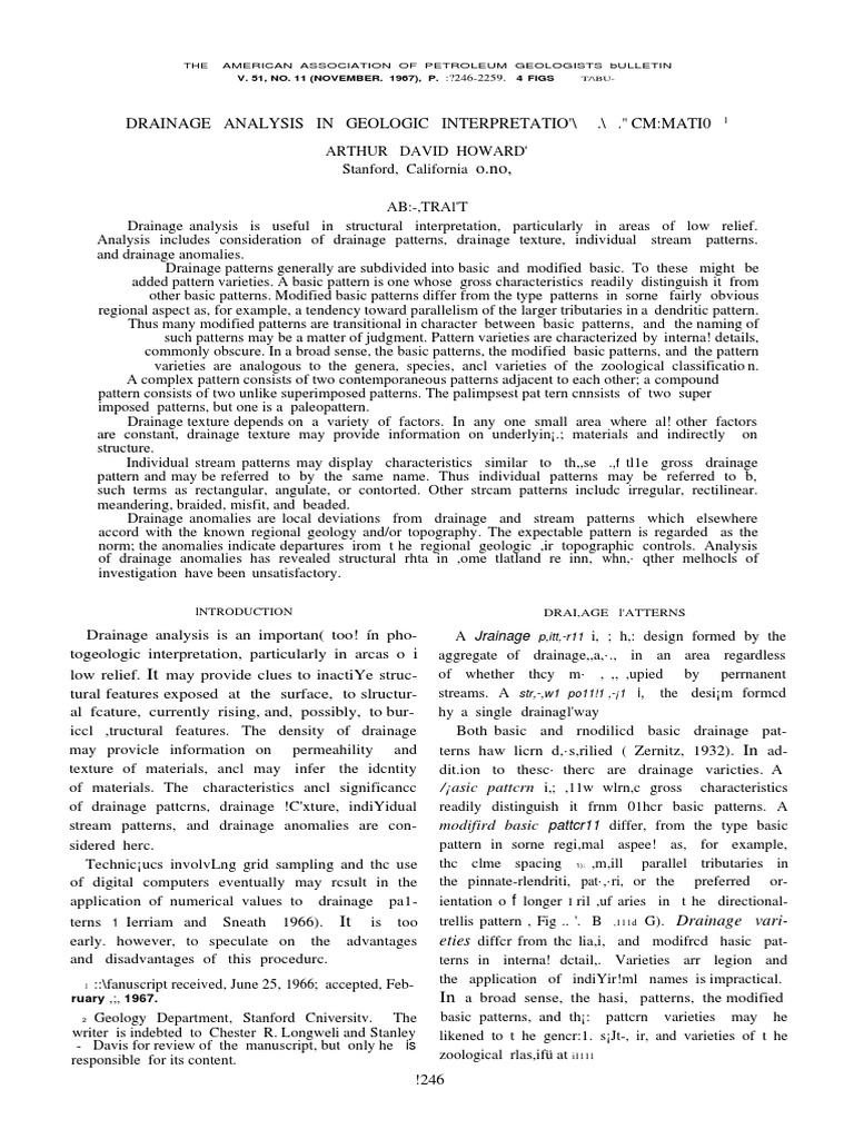 Drainage Analysis in Geologic Interpretation A Summation Howard 1967 ...