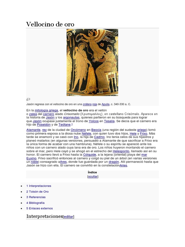 Vellocino de Oro | PDF | Jason | Personajes mitologicos