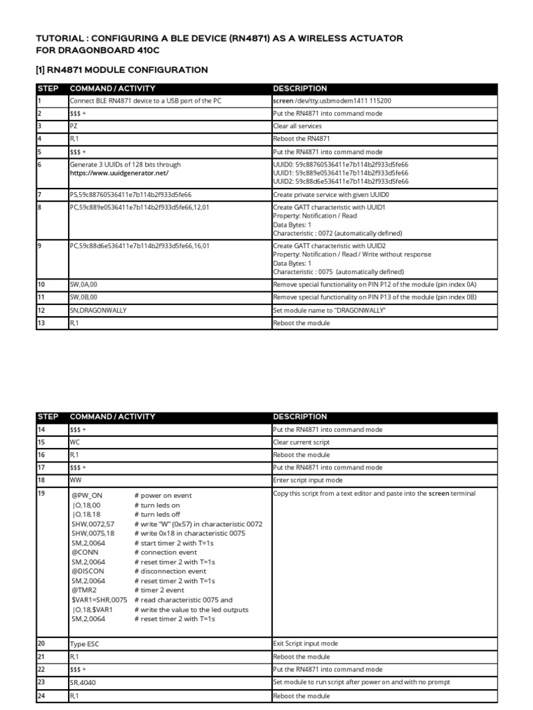 Tutorial Ble Rn4871 and Dragonwally | PDF | Booting | Bluetooth