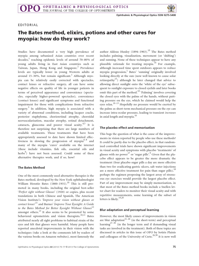 Bates Method How Does It Work | PDF | Placebo | Glasses