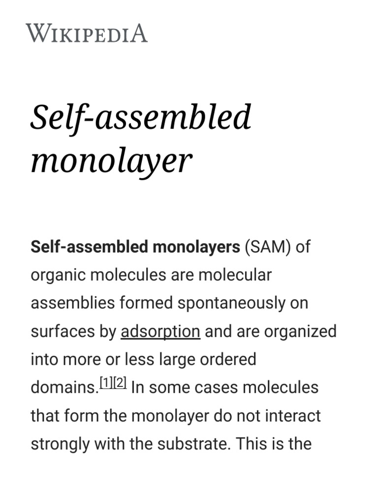 Self-Assembled Monolayers Overview | PDF | Adsorption | Chemical ...