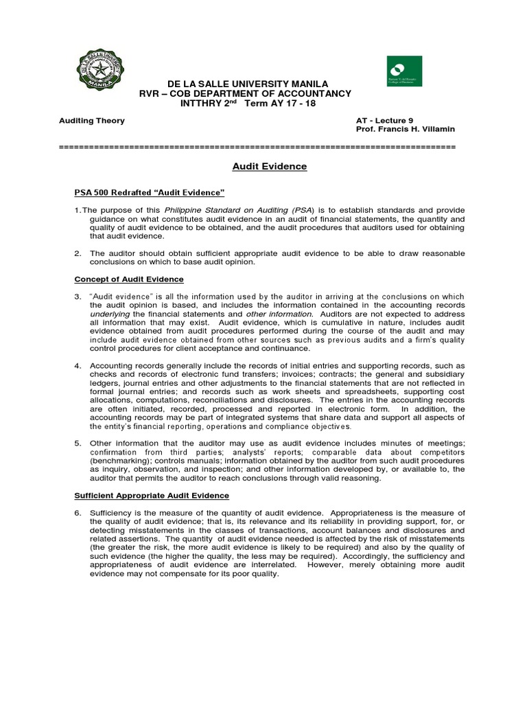 Audit Evidence: An Overview of Key Concepts Regarding Evidence Obtained ...