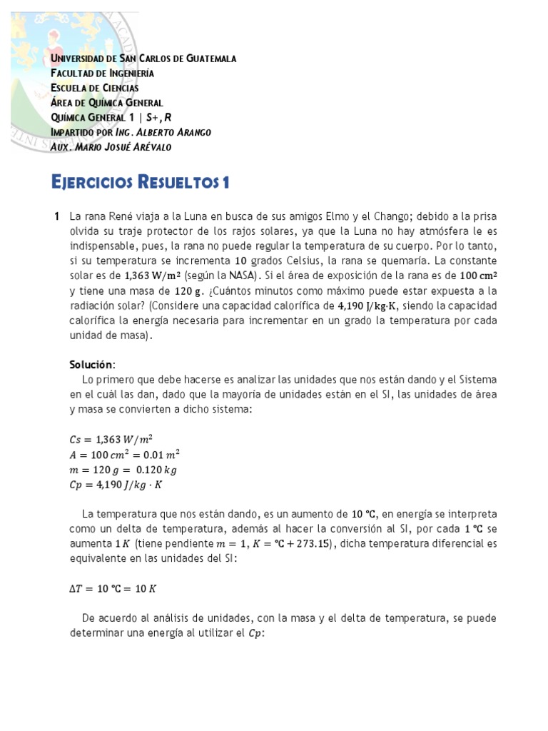 Ejercicios Resueltos 01 QG1R | PDF | Celsius | Temperatura