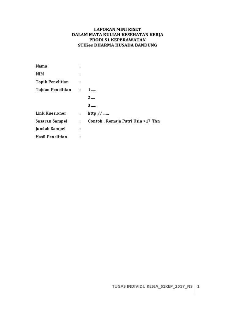 Form Laporan Mini Riset | PDF