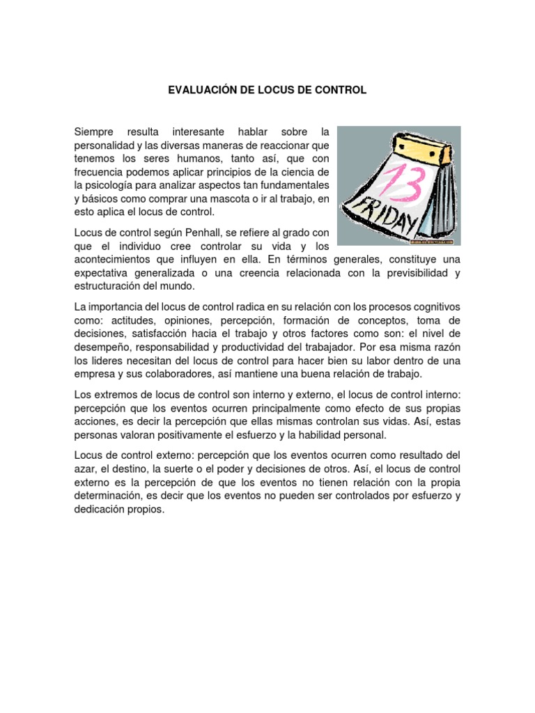 Evaluación de Locus de Control | PDF | Crecimiento personal y profesional