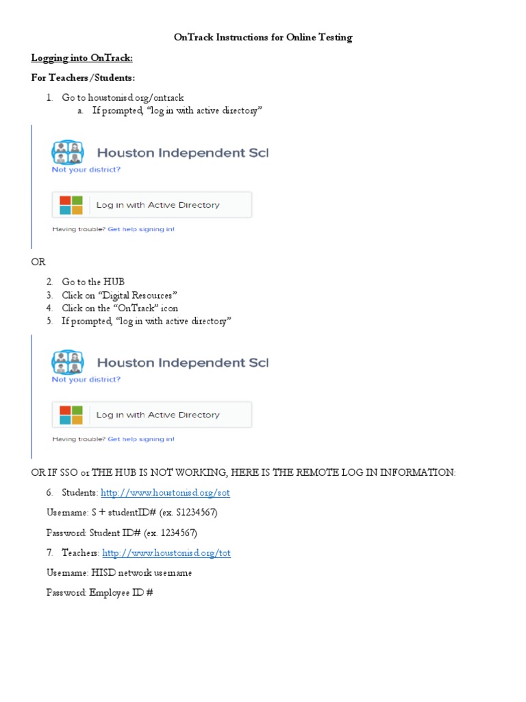OnTrack Instructions For Online Testing | PDF | Image Scanner ...