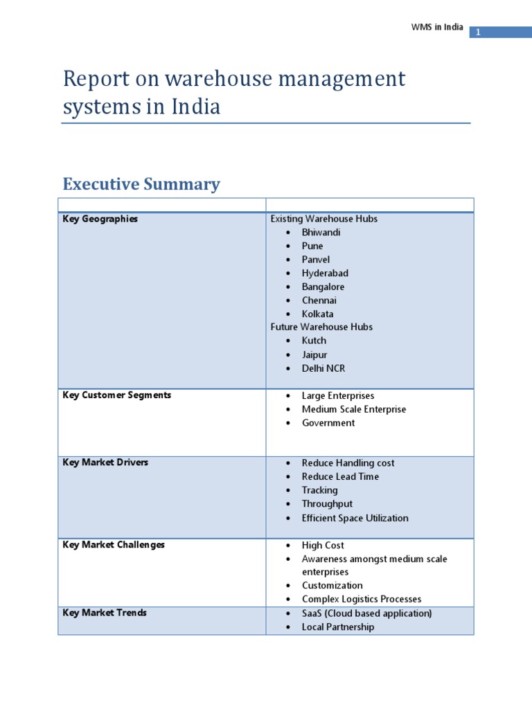 Report On Warehouse Management Systems in India: Executive Summary ...