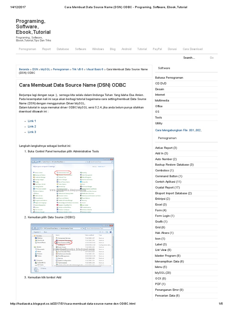 Cara Membuat Data Source Name Dsn Odbc Pdf