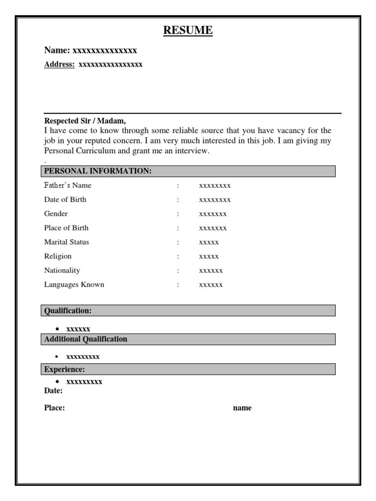 Resume Format | PDF