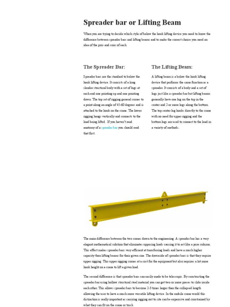 Spreader Bar or Lifting Beam - Basepoint Engineering | PDF | Crane ...