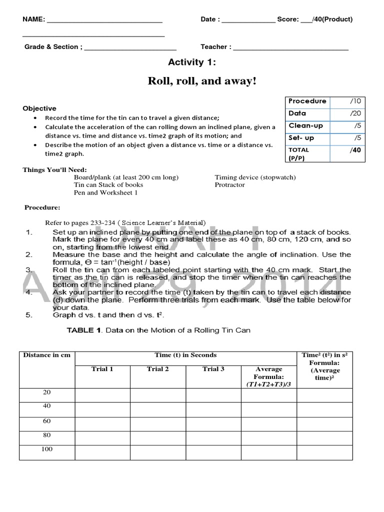 Act1 Roll Roll Away | PDF | Physics | Nature