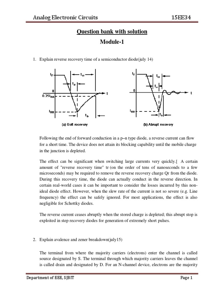 Eee-III-Analog Electronic Circuits (15ee34) - Solution | PDF | Field Effect Transistor | P–N ...