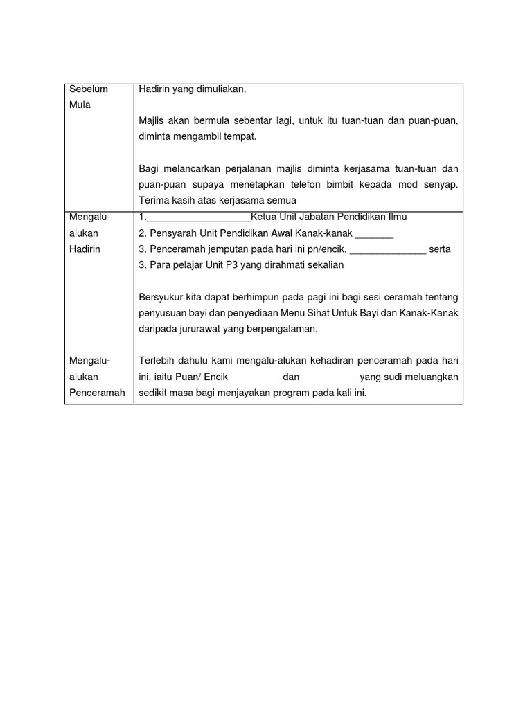 Skrip MC Ceramah | PDF