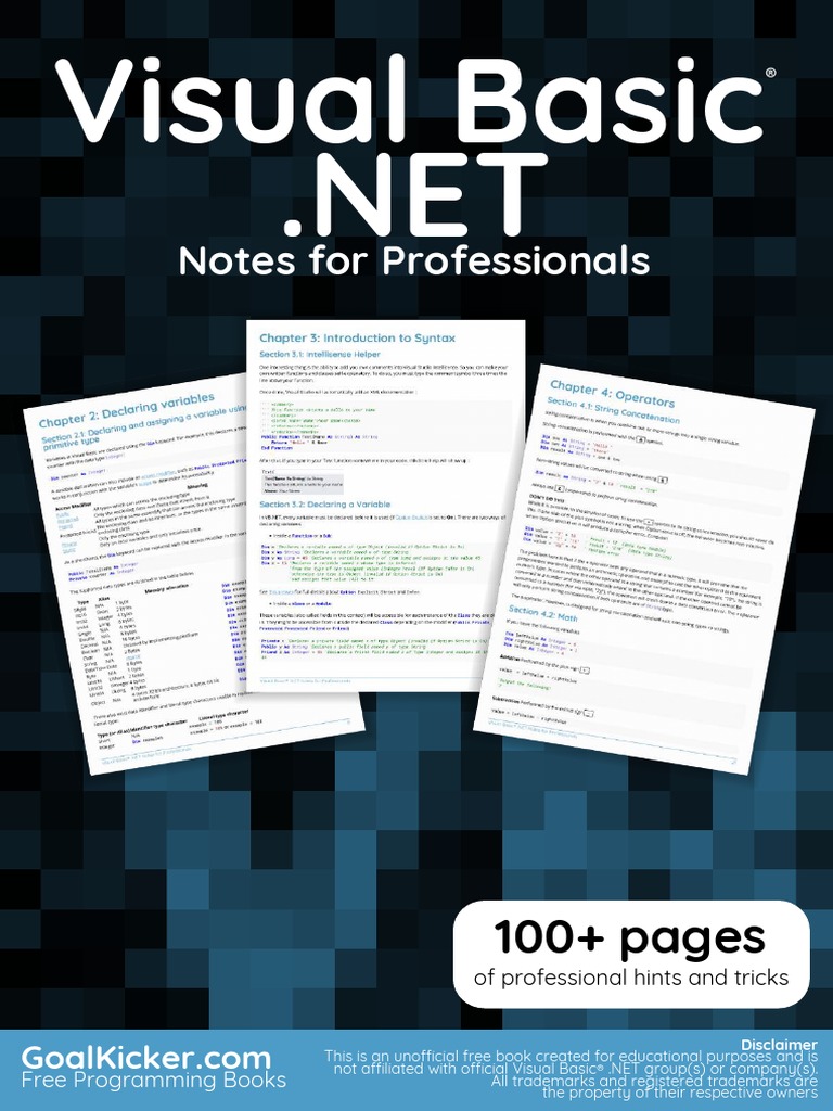 VisualBasic.NET Notes for Professionals | Visual Basic .Net | Computer ...