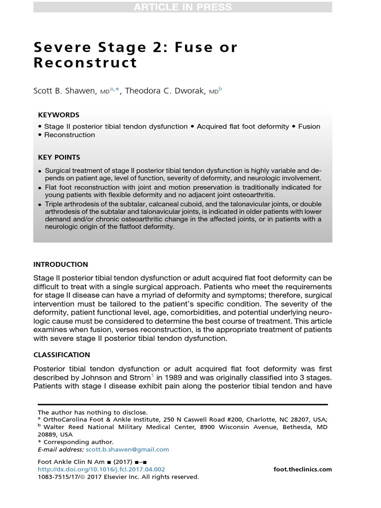 Severe Stage 2: Fuse or Reconstruct: Scott B. Shawen,, Theodora C ...