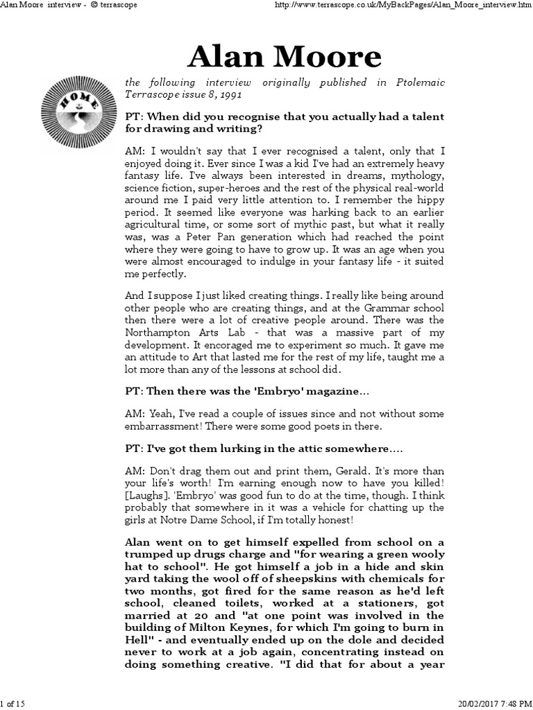 Alan Moore Big Numbers Interview PDF | PDF | Dc Comics | Comics