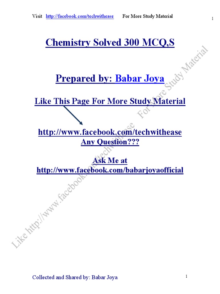 Chemistry 300 Solved MCQ S PDF | PDF
