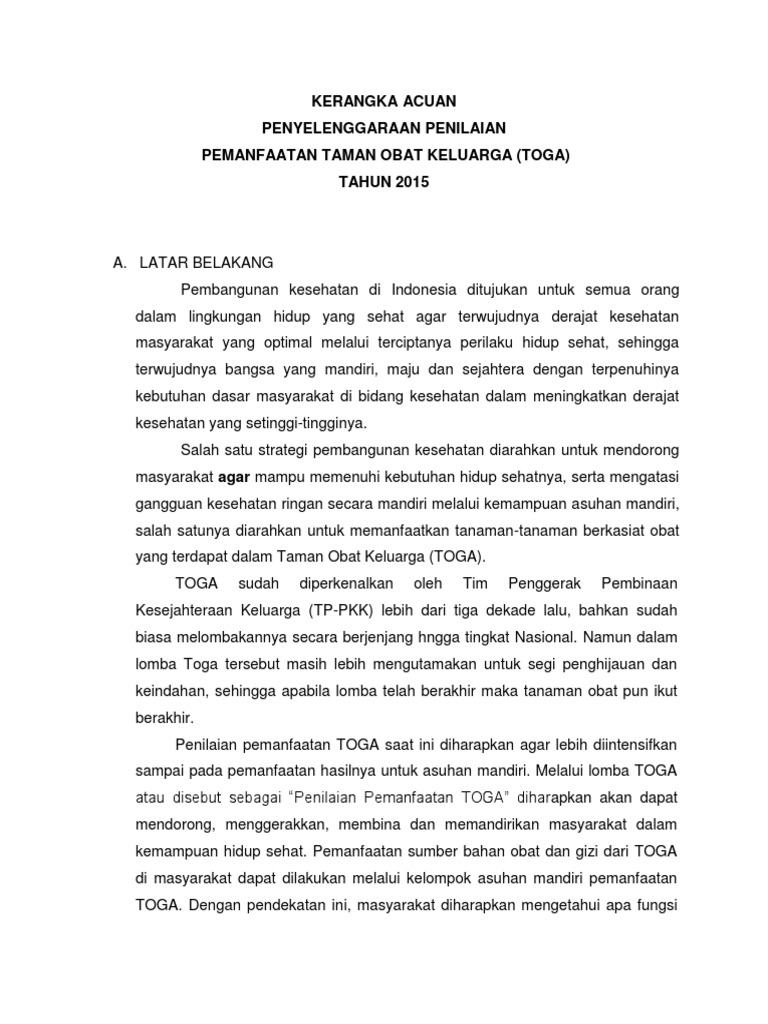 Tor Penilaian Pemanfaatan Toga | PDF