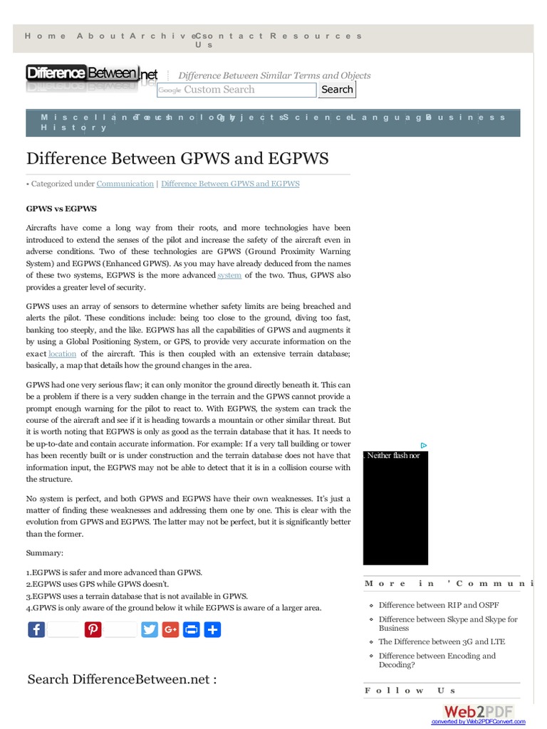 Difference Between GPWS and EGPWS: Custom Search | PDF | Business