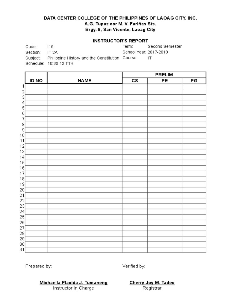 Prelim Grade Format | PDF