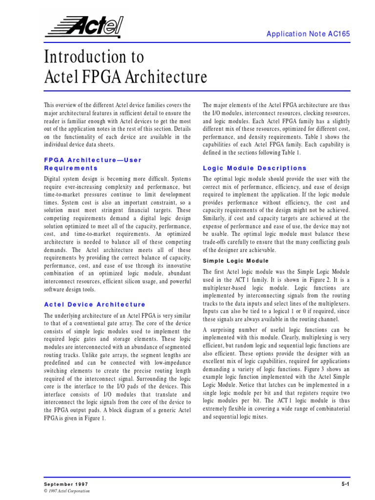 Introduction To Actel Fpga Architecture Pdf Pdf Logic Gate Field Programmable Gate Array