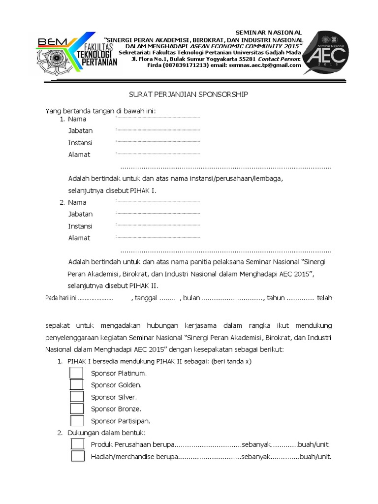 Contoh MOU Sponsorship | PDF