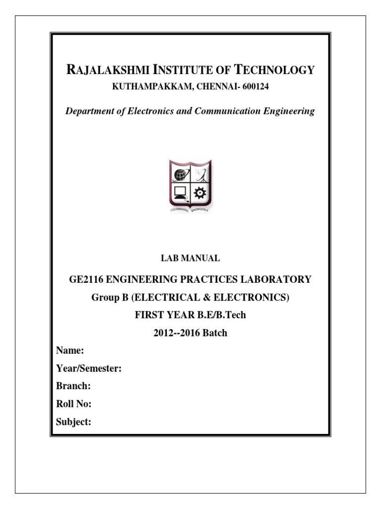 Engineering Practice Lab Manual Electrical and Electronics | PDF | Rectifier | Capacitor