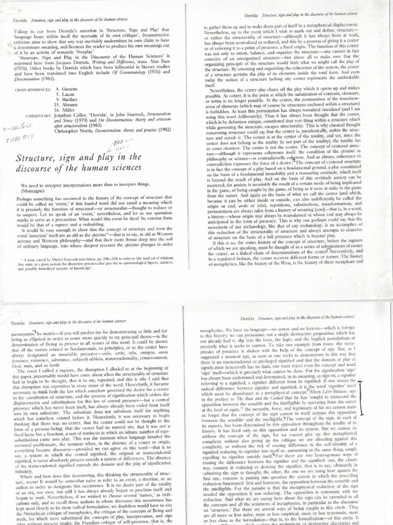 Derrida Jacques - Structure Sign and Play in The Discourse of The Human ...