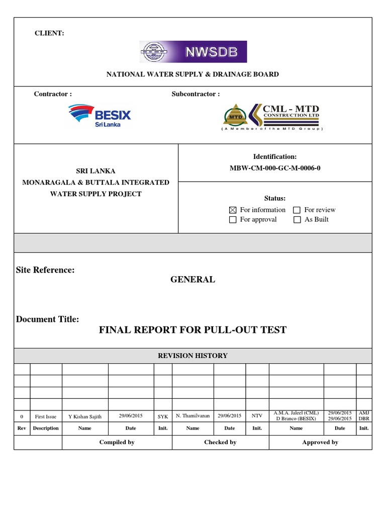 Annex 2 - Pull Out Test | PDF | Strength Of Materials | Bending