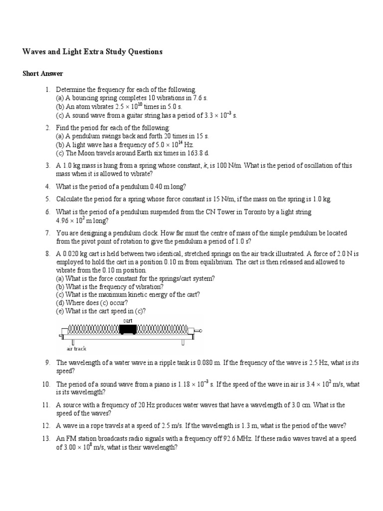 03 Waves and Light Extra Study Questions | PDF | Wavelength | Waves