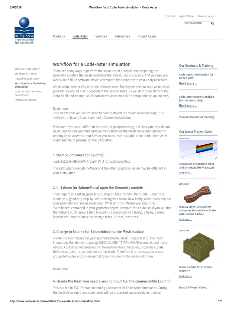 Code-Aster Simulation Workflow Guide | PDF | Simulation | Areas Of ...