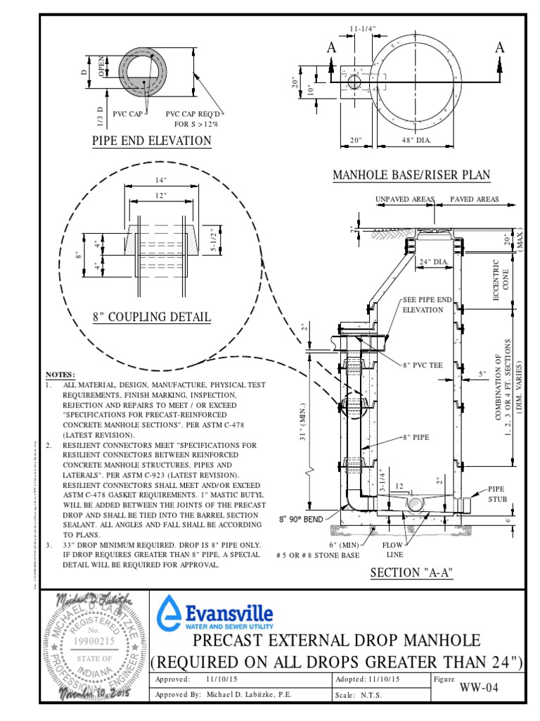 Drop Manhole | PDF | Pipe (Fluid Conveyance) | Mechanical Engineering