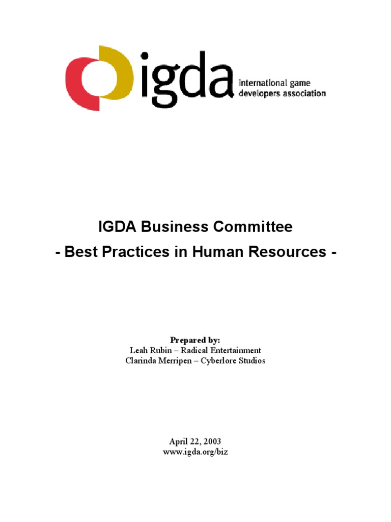 IGDA Best Practices HR | PDF | Temporary Work | Human Resources