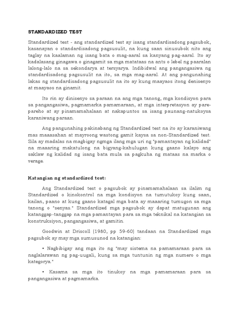 Standardized Test | PDF