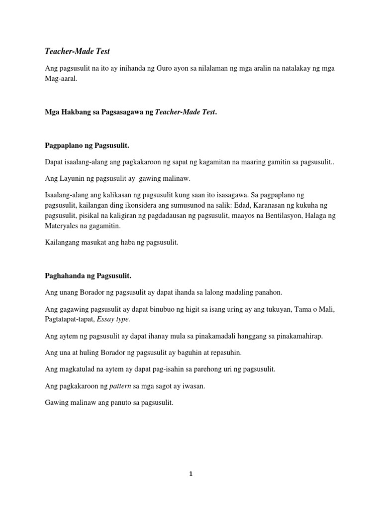 Teacher Made Test | PDF
