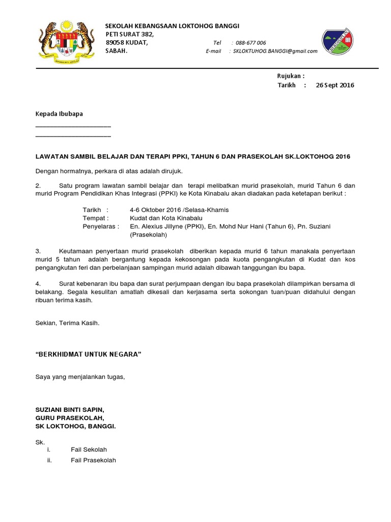 Surat Makluman Ibu Bapa | PDF