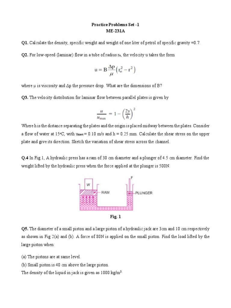 Practice Problem Set - I PDF | PDF | Buoyancy | Pressure Measurement