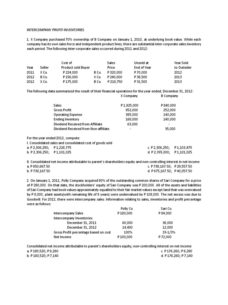 Intercompany Profit & Inventory Analysis | PDF | Equity (Finance) | Book Value