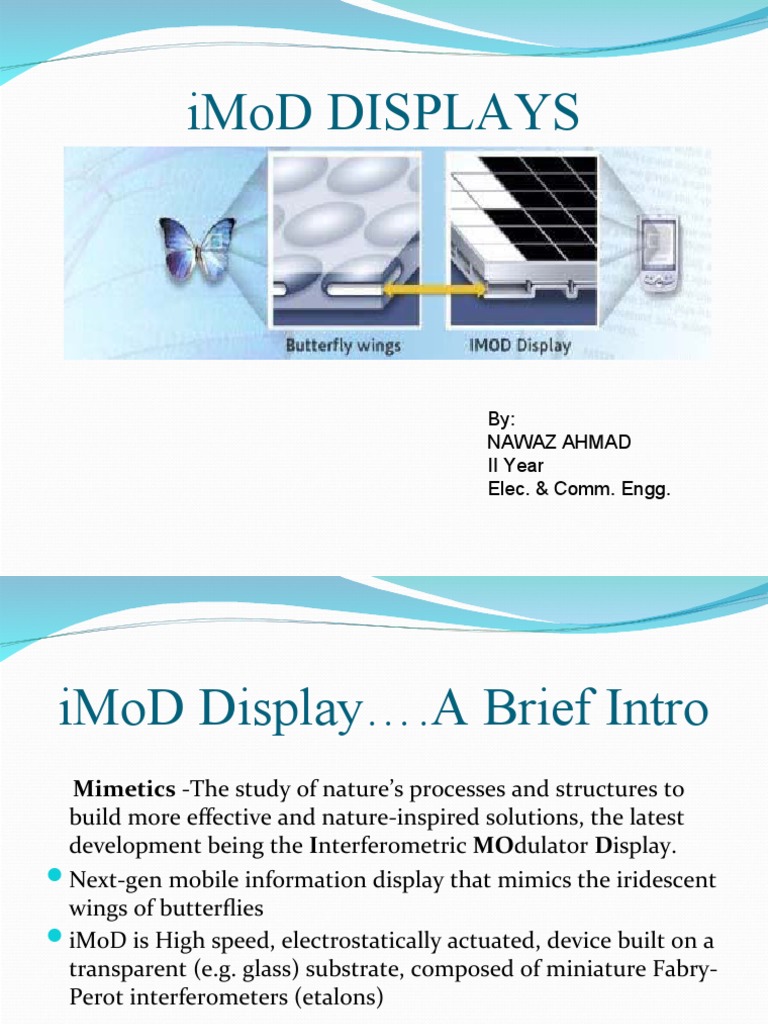 Imod Displays: By: Nawaz Ahmad II Year Elec. & Comm. Engg | PDF ...