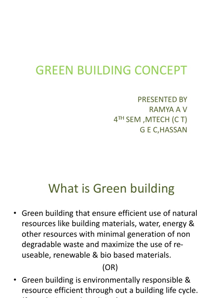 Green Building Concepts by Ramya A V | PDF | Green Building ...