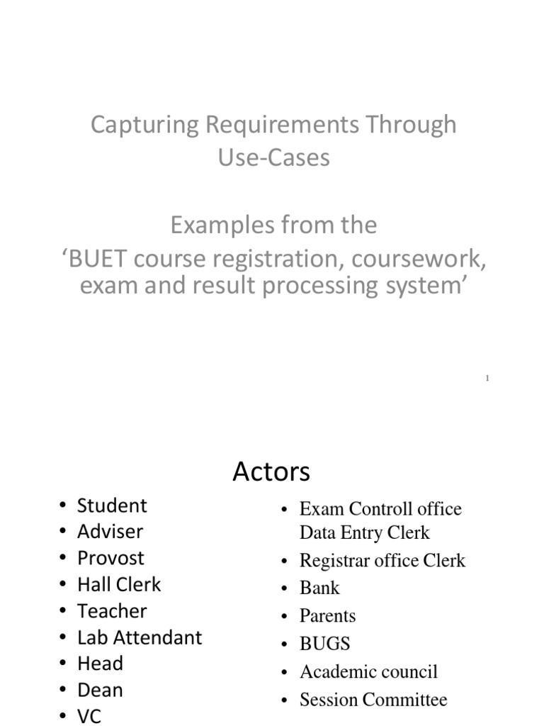 Capturing Requirements Through Use-Cases Examples From The BUET Course ...