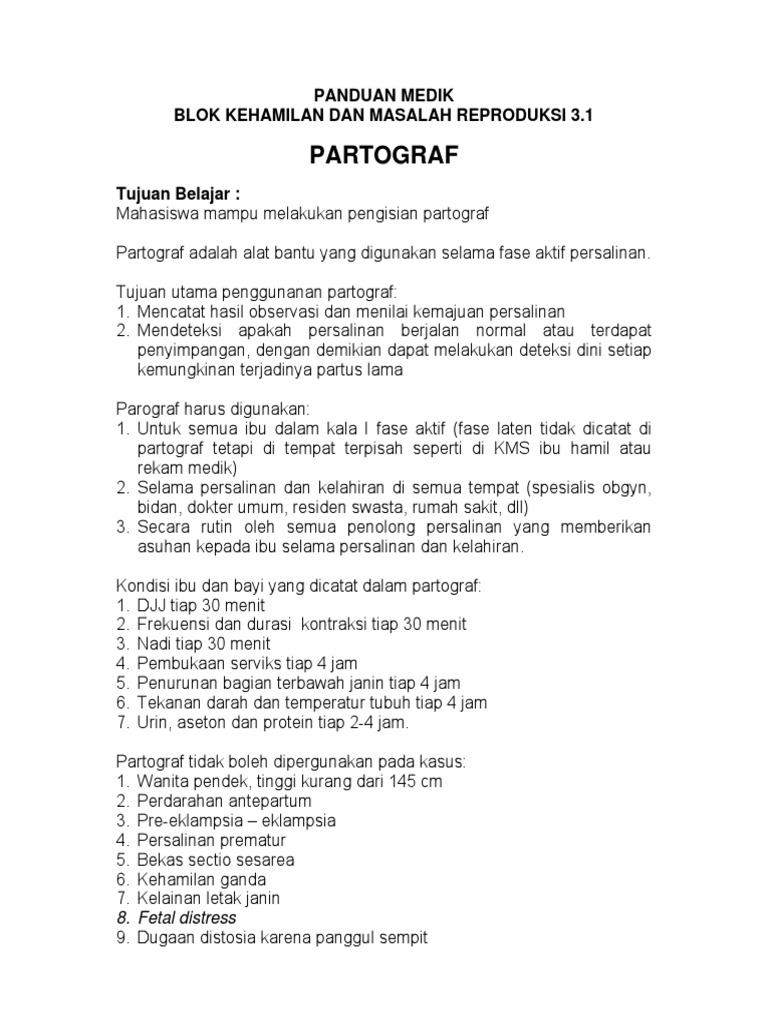 Medik 3 1 Partograf PDF | PDF