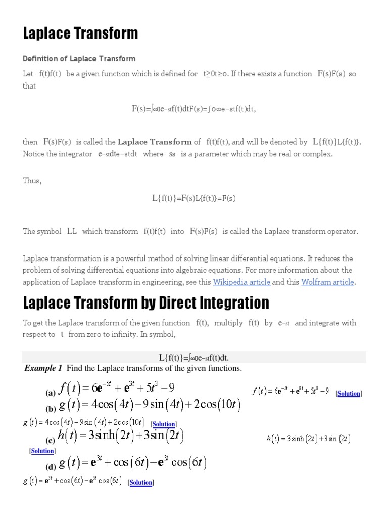 Laplace Transform | PDF | Laplace Transform | Equations