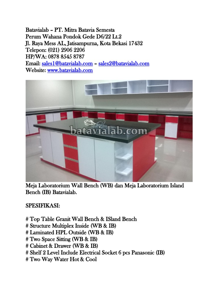 Meja Laboratorium - Wall Bench Island Bench Batavialab PT. Mitra ...