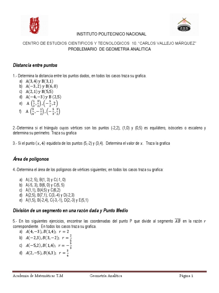 Guia Geometria Analitica | PDF | Elipse | Circulo