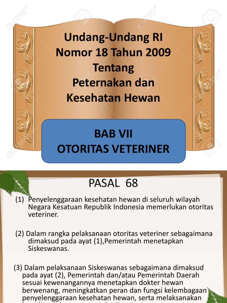 Uu Ri 18 Bab Vii Otoritas Veteriner | PDF