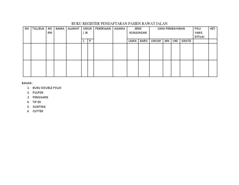 Buku Register Pendaftaran Pasien Rawat Jalan | PDF