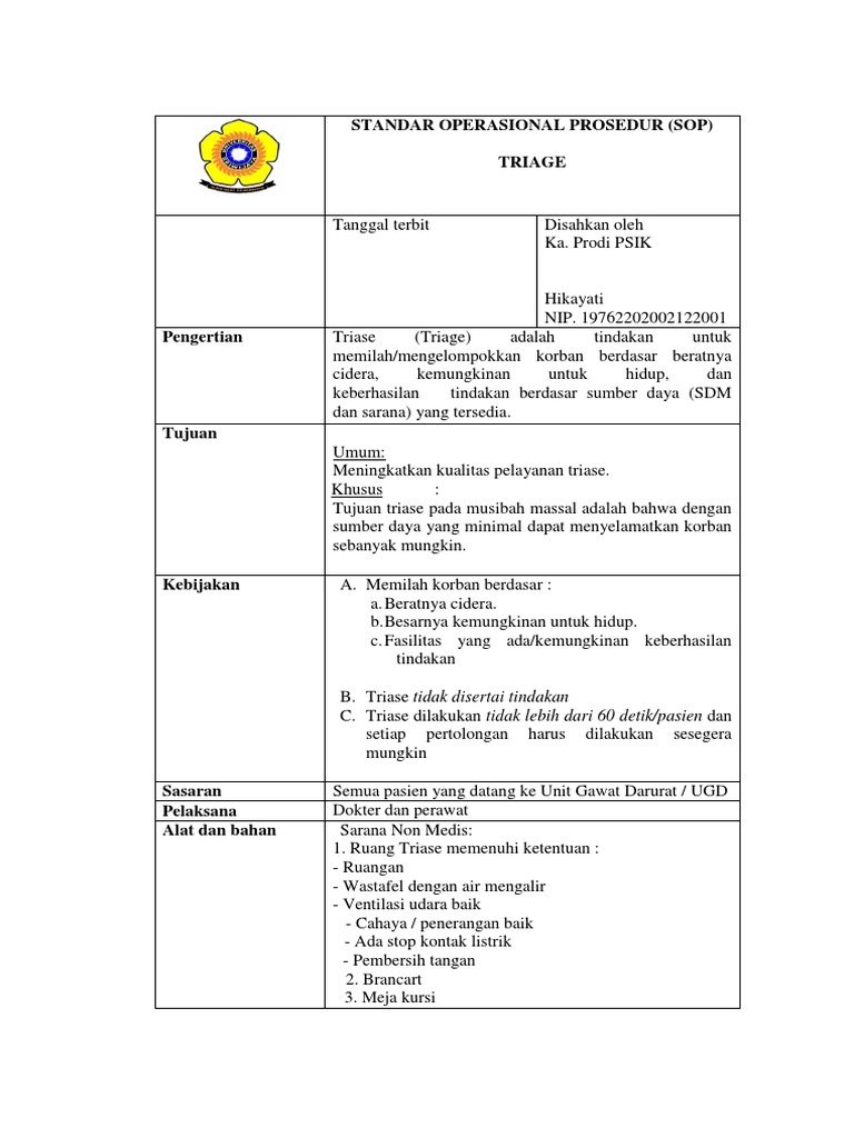 Sop Triage | PDF